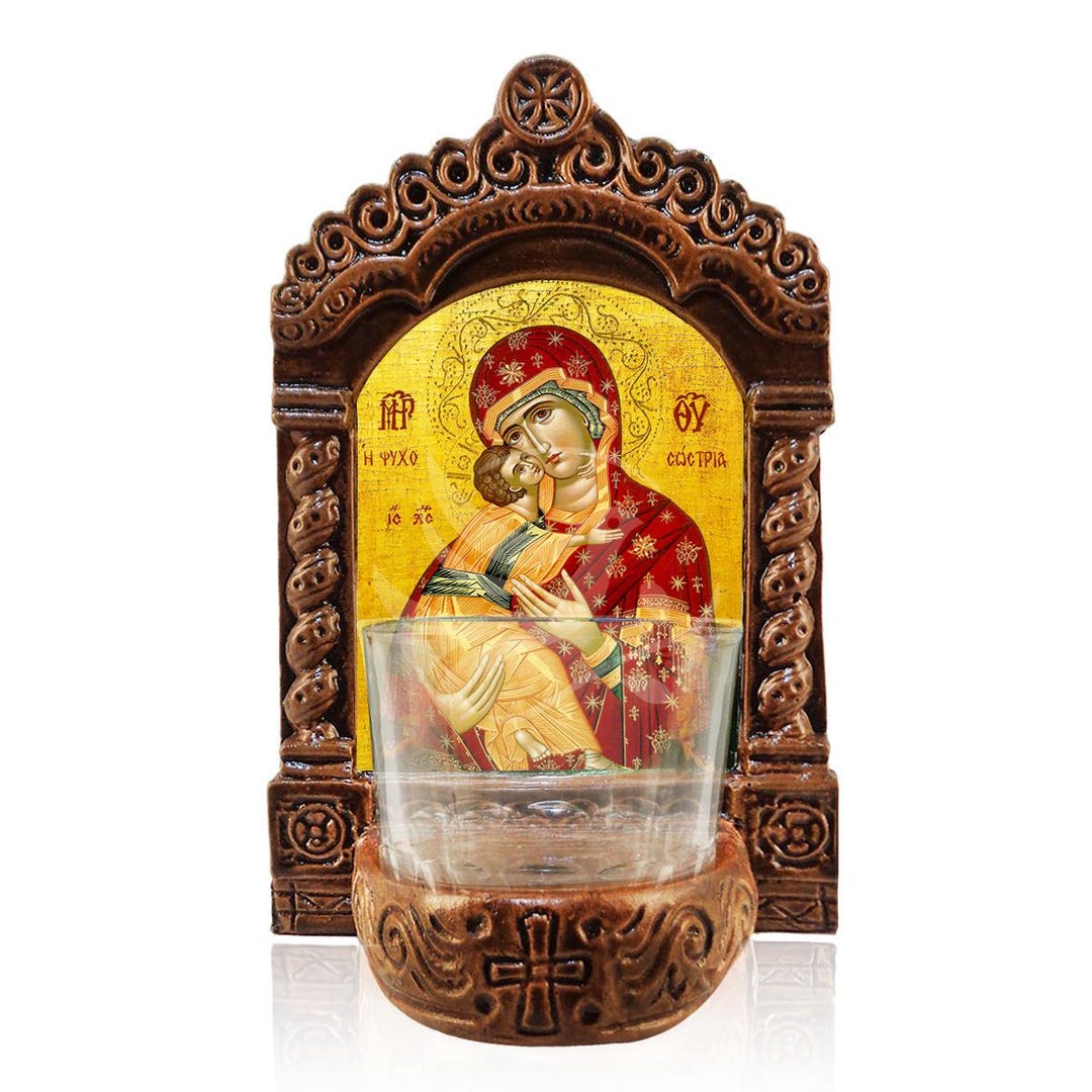 Virgin Mary Vigil Lamp, Our Lady the Savior of Souls Greekmade Tabletop ...