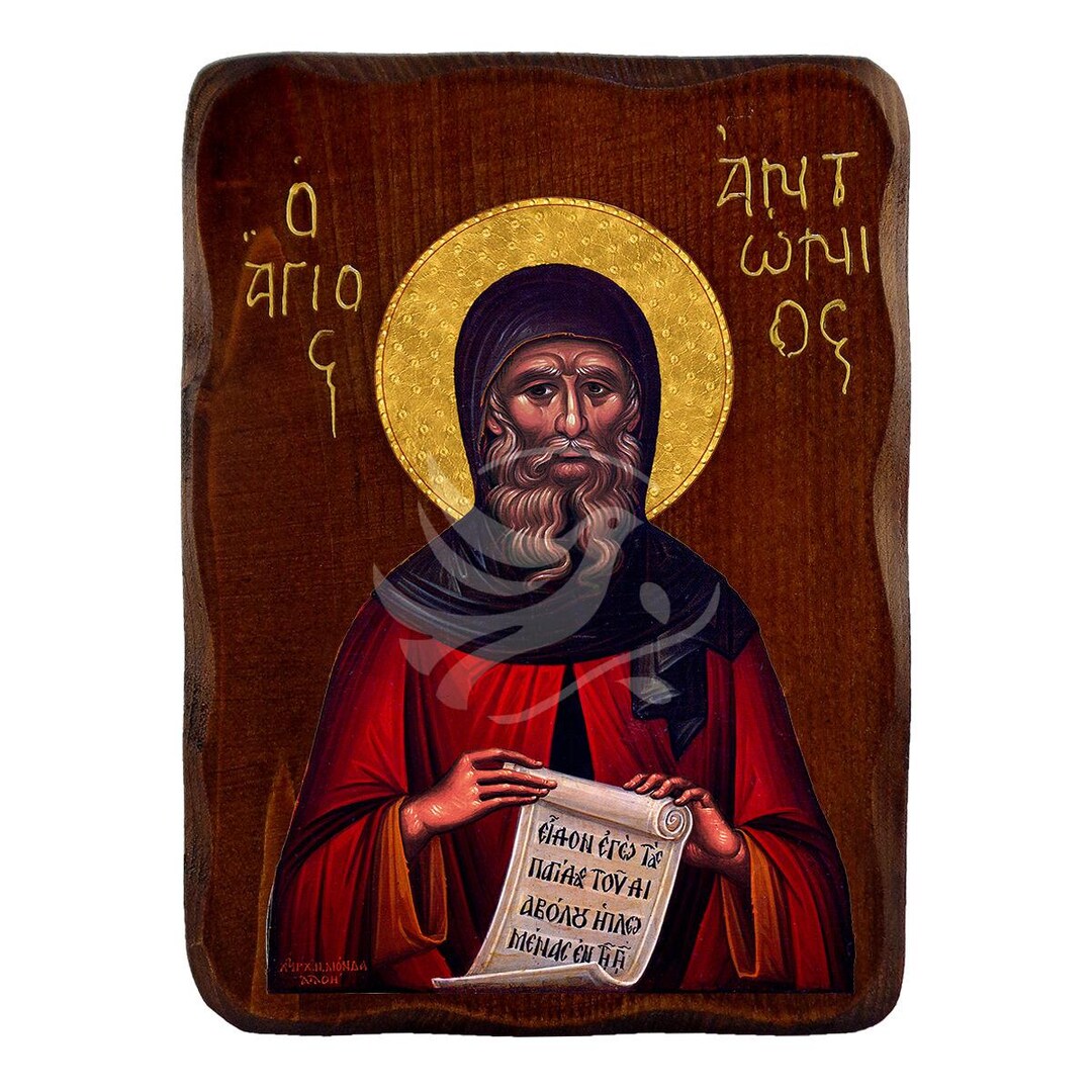 Saint Anthony Icon, Handmade Greek Orthodox Icon of St Anthony ...