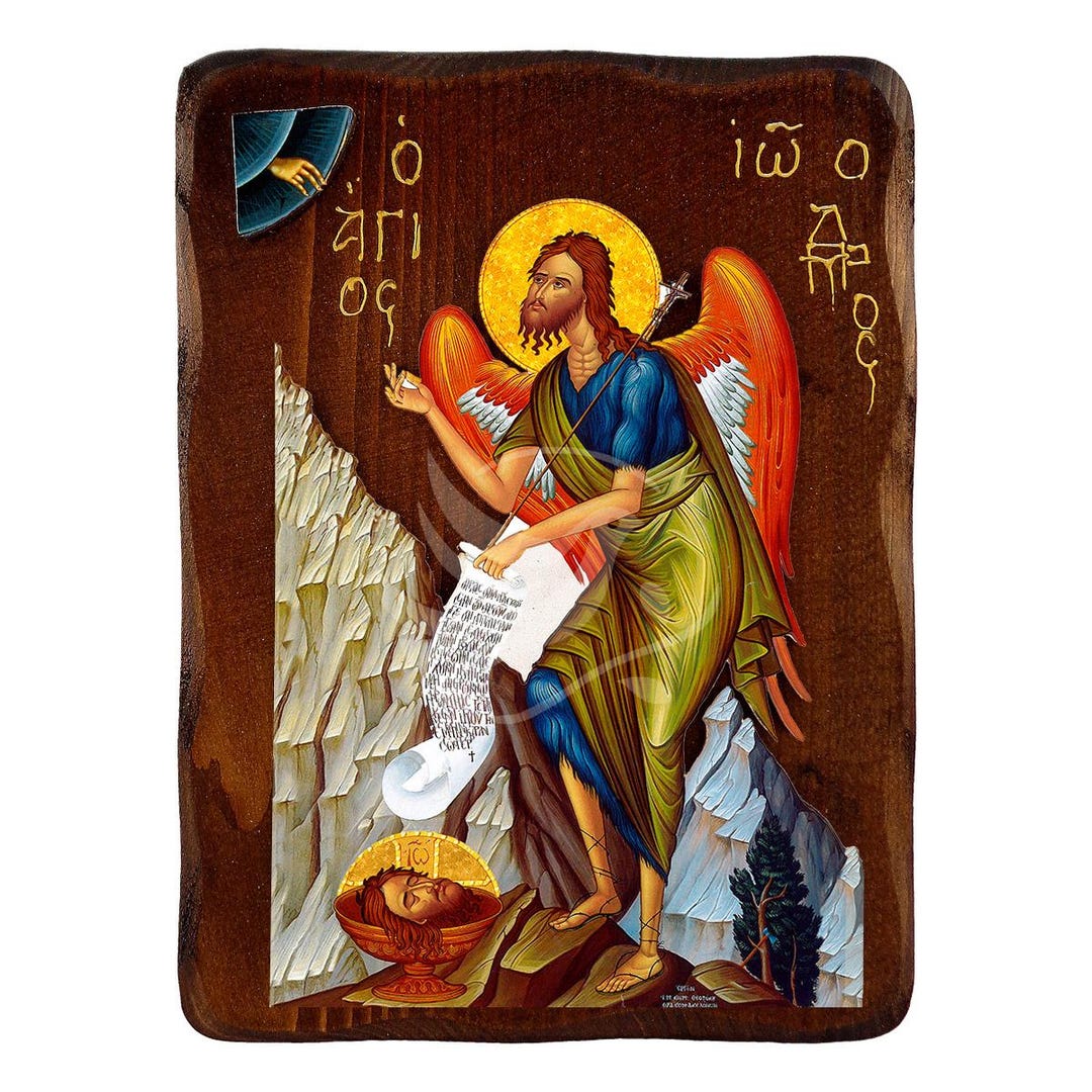 Saint John the Baptist Icon, Handmade Greek Icon of John the Forerunner ...