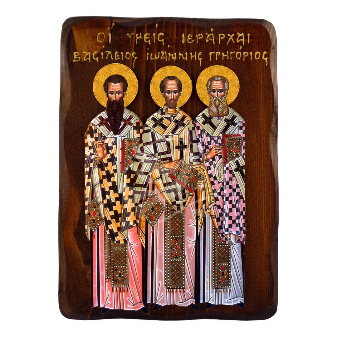 The Three Hierarchs Icon, Handmade Greek Icon of the Three Hierarchs ...