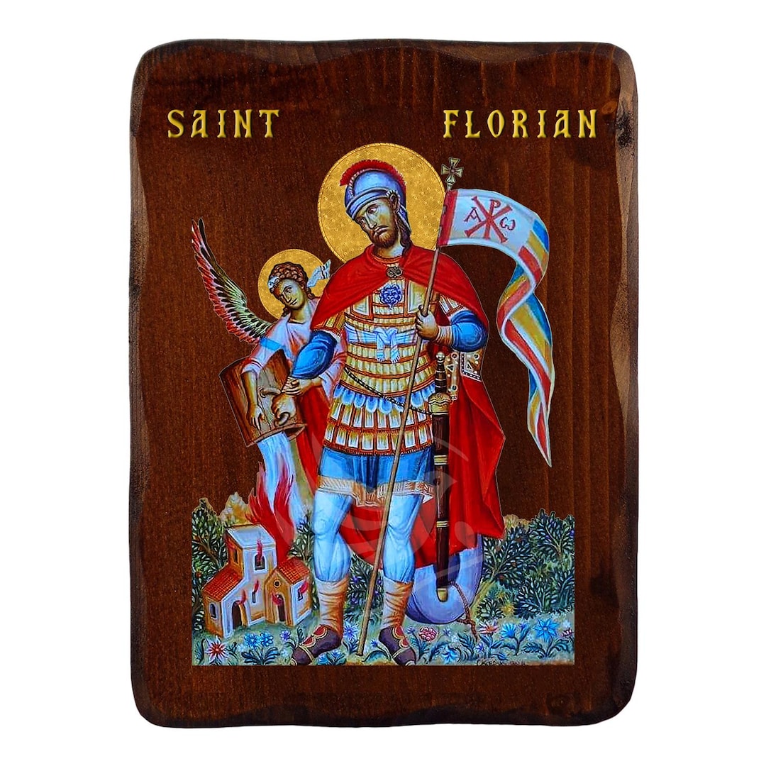 Saint Florian Icon , Handmade Christian Icon on Wood, Saint Florian ...