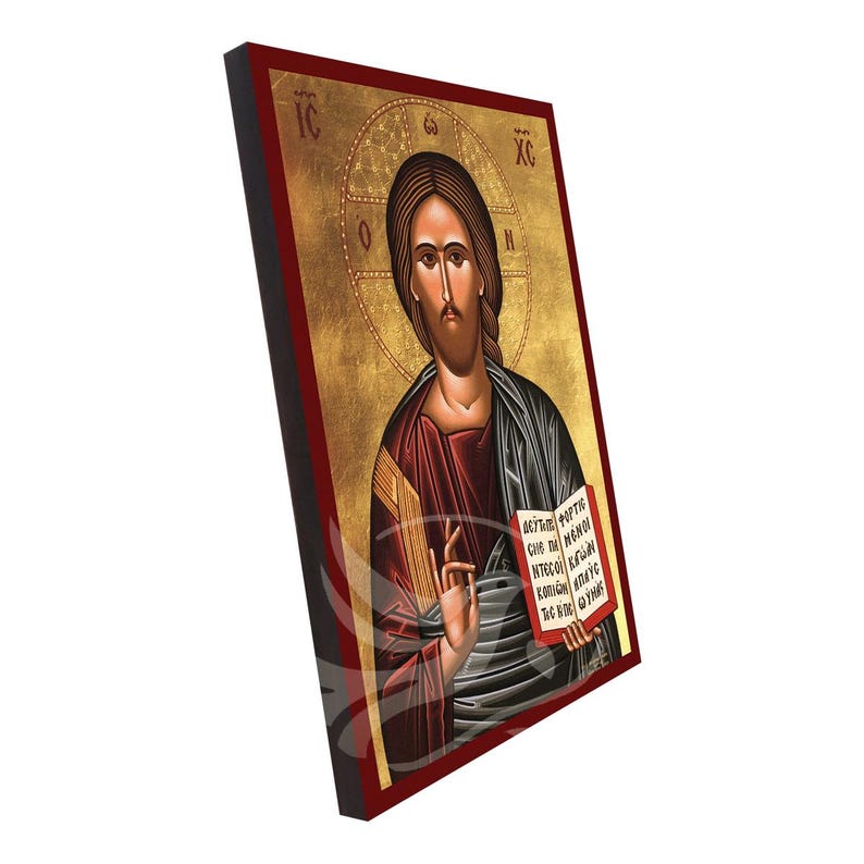 Jesus Christ Blessing Icon, Handmade Greek Orthodox Icon of Jesus ...