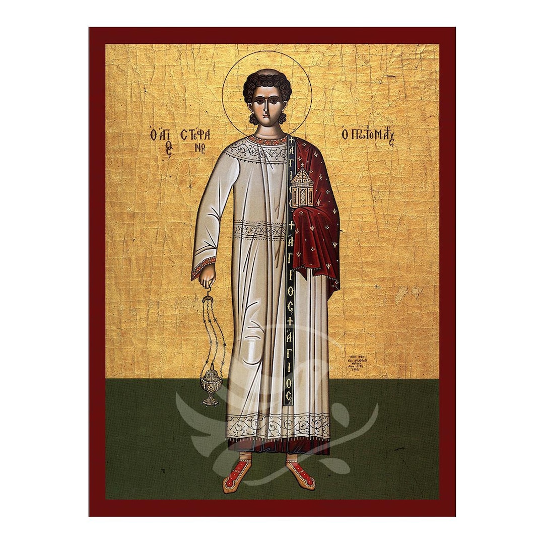 Saint Stephen the First Martyr Icon, Handmade Greek Icon of Saint ...