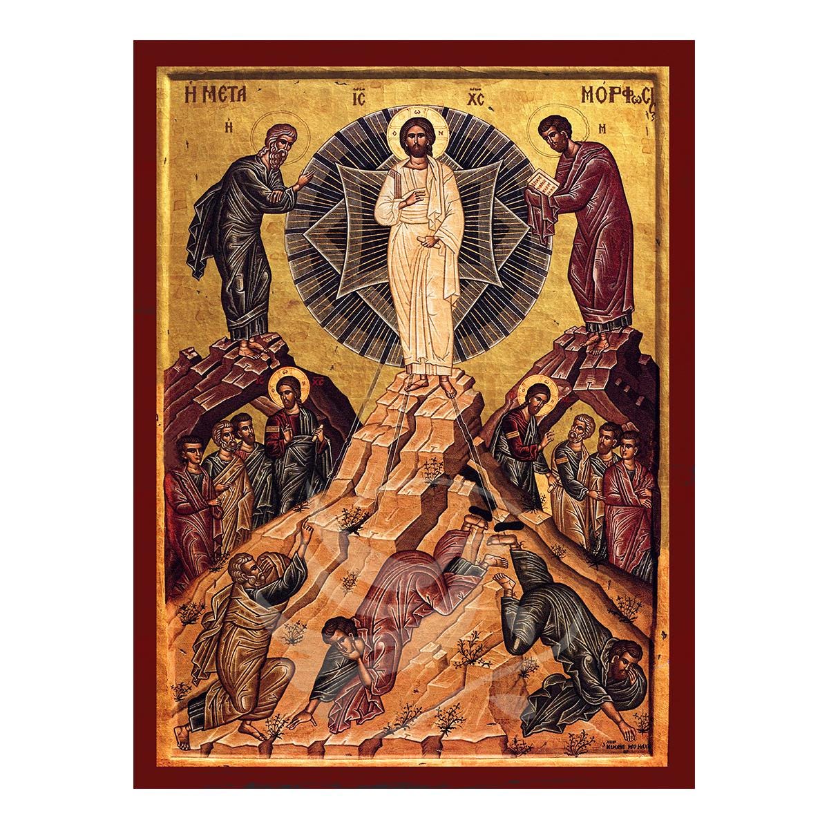 The Transfiguration of Christ Icon, Handmade Greek Orthodox Icon of ...