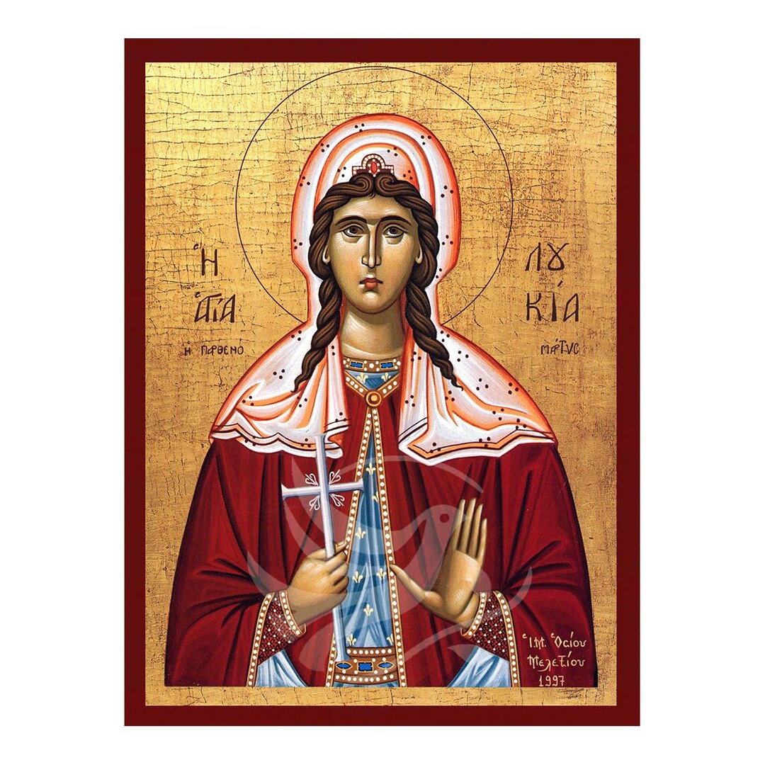 Saint Lucia of Syracuse Icon, Handmade Byzantine Icon of Agia Loukia ...