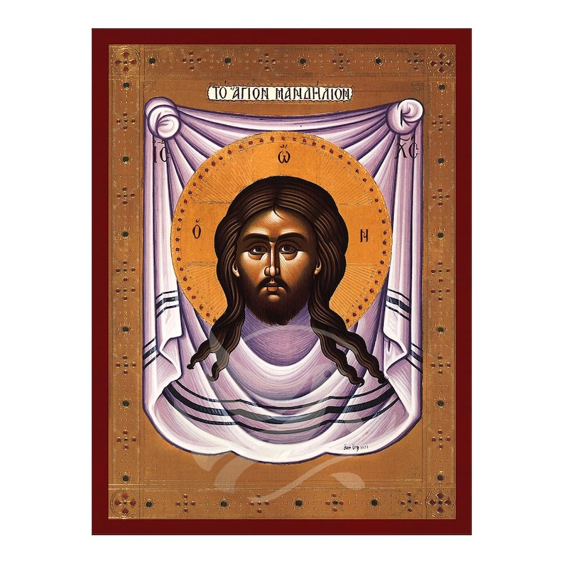 Jesus Christ the Holy Mandylion Icon, Handmade Greek Orthodox Icon of ...