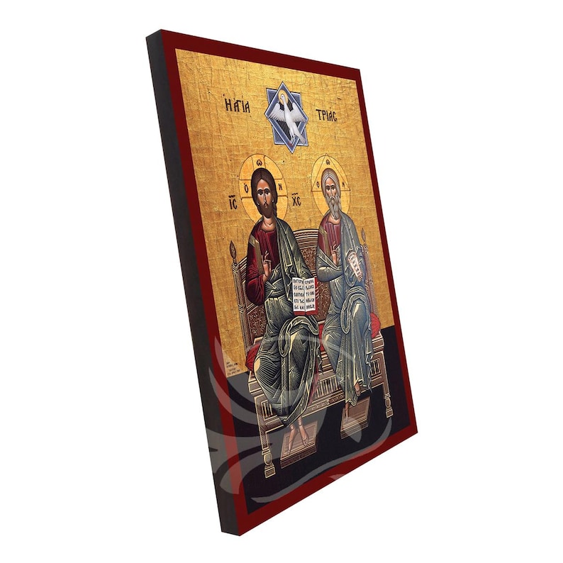 Jesus Christ the Holy Trinity Icon, Handmade Greek Orthodox Icon of ...