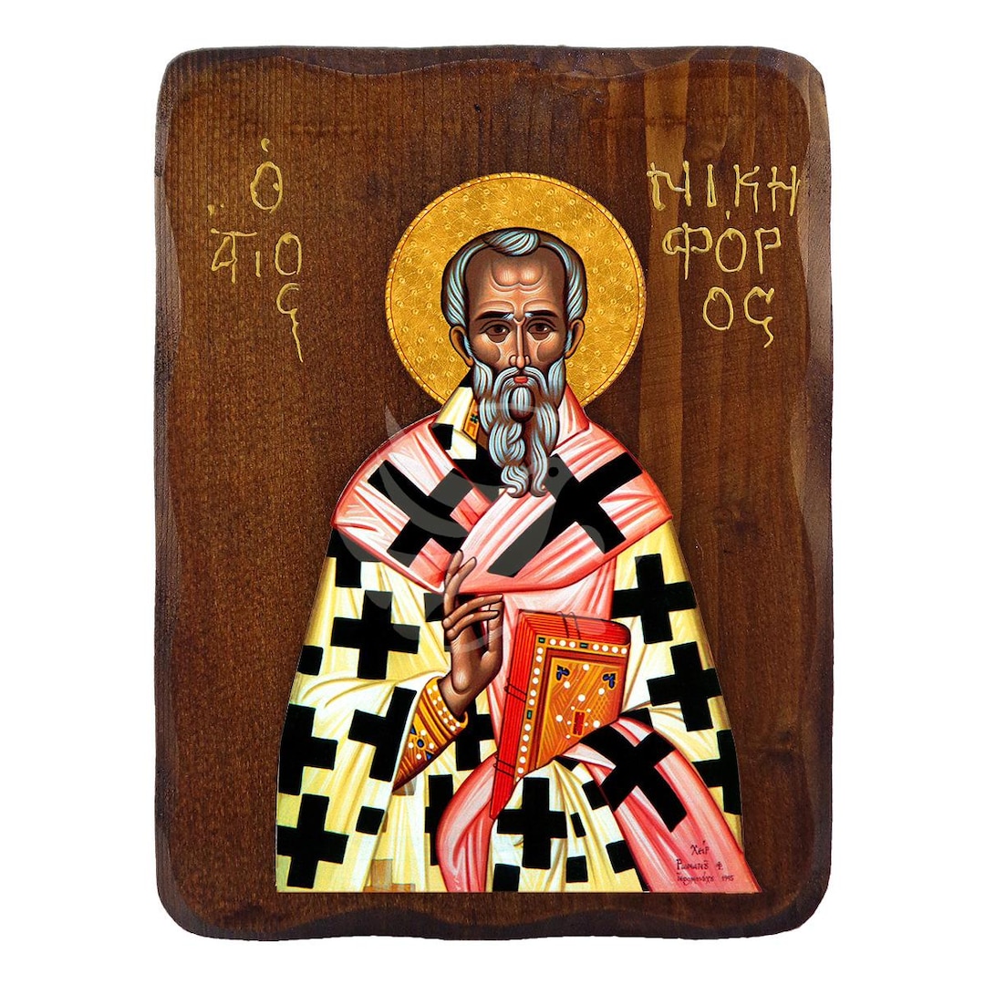 Saint Nikephoros Icon, Handmade Greek Orthodox Icon of St Nikephoros ...