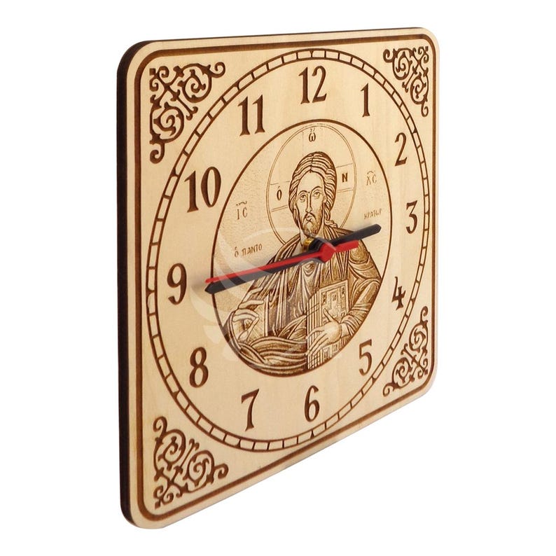 Jesus Christ Pantocrator Wall Clock, Wooden Design, Laser Engraved - Etsy