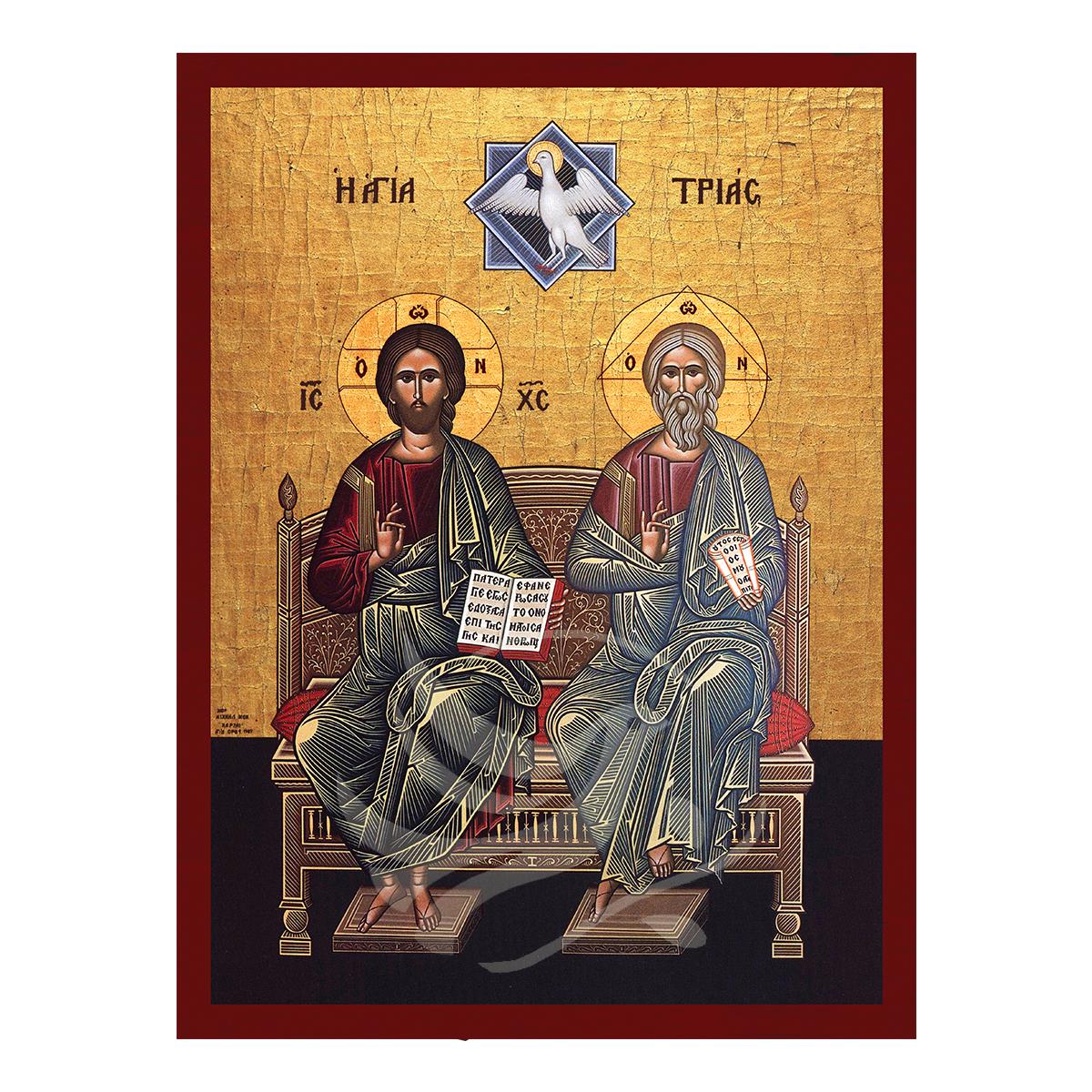 Jesus Christ the Holy Trinity Icon, Handmade Greek Orthodox Icon of ...