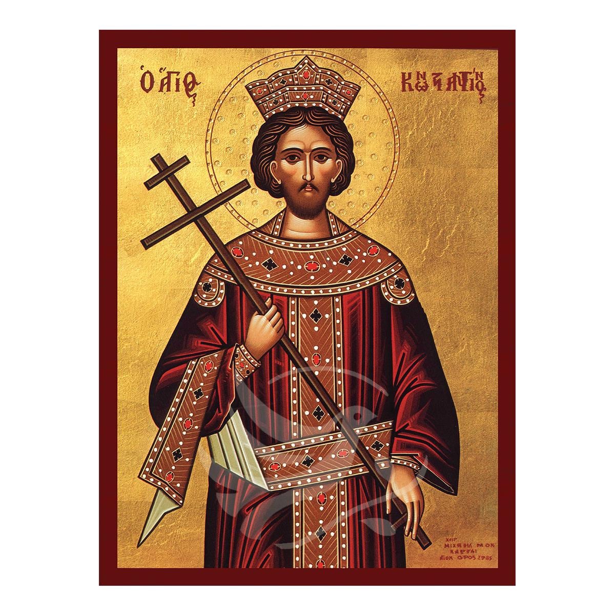 Saint Constantine Icon, Handmade Byzantine Icon of Agios Konstantinos ...