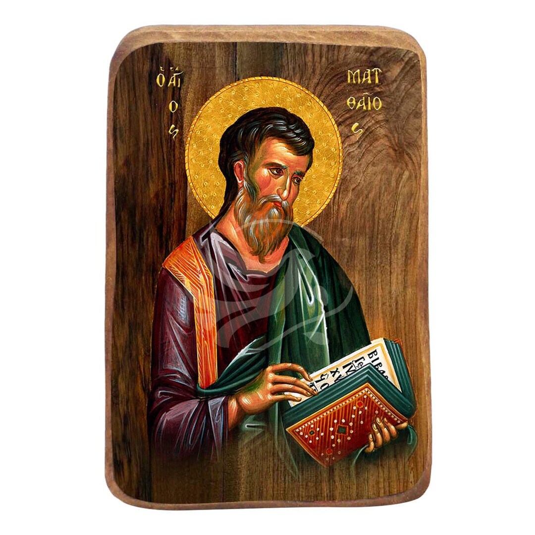 Saint Matthew Baptism Favor Set of 20 Pieces, Christening Icon, Bomboniera Handmade Byzantine ...