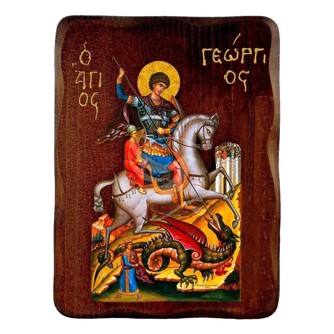 Saint George Icon, Handmade Greek Orthodox Icon of St George, Byzantine ...