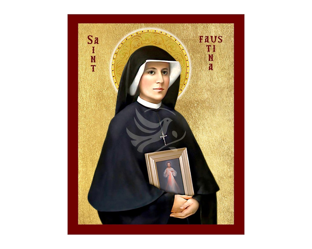 Saint Faustina Kowalska Icon, Handmade Christian Icon of Saint Faustina ...