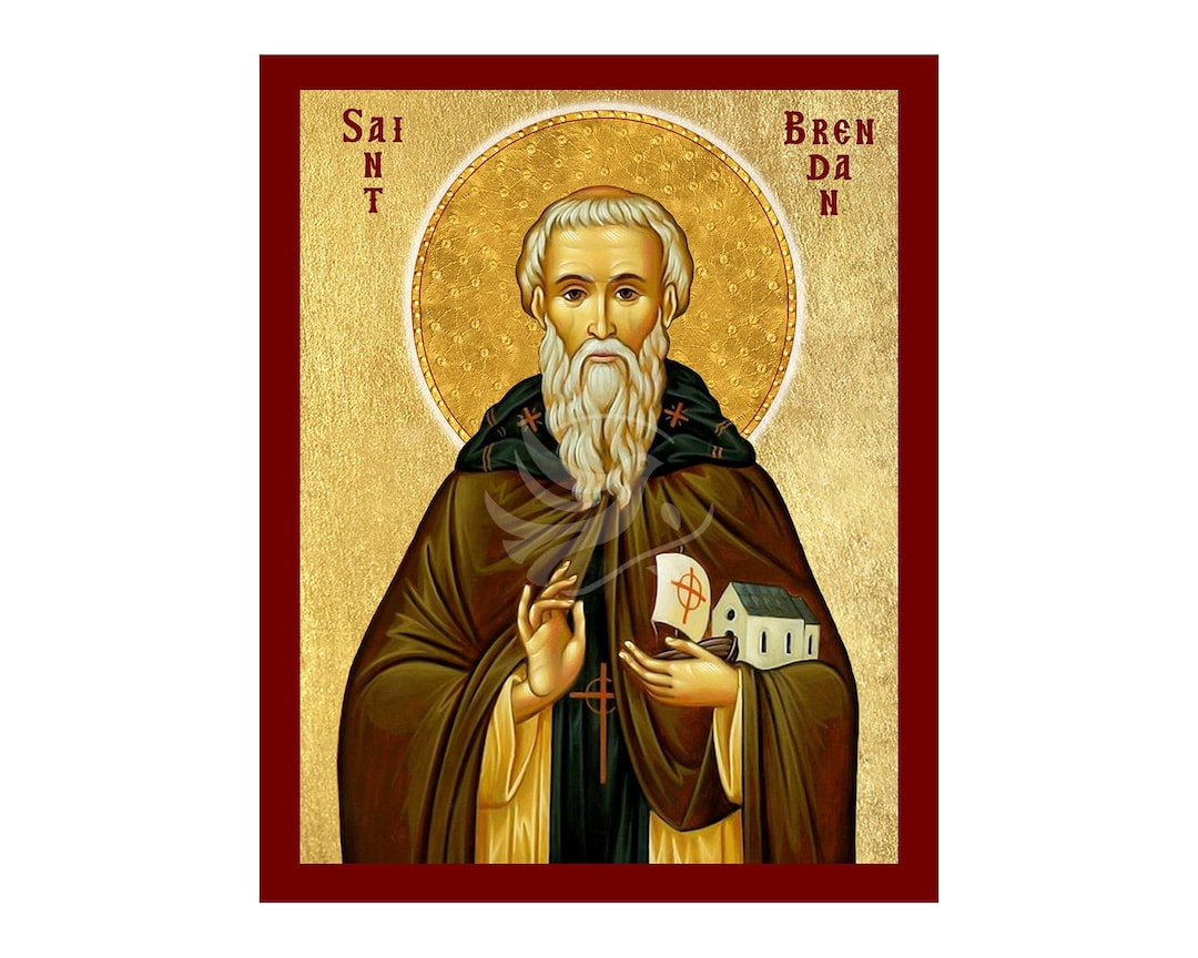 Saint Brendan the Navigator Icon, Handmade Christian Icon of Saint ...
