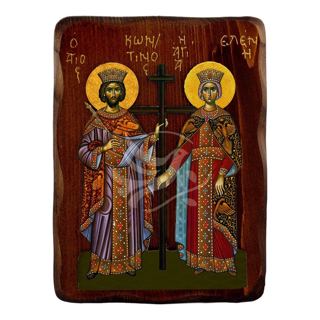 Saints Constantine and Helen Icon, Handmade Icon of Constantine and ...