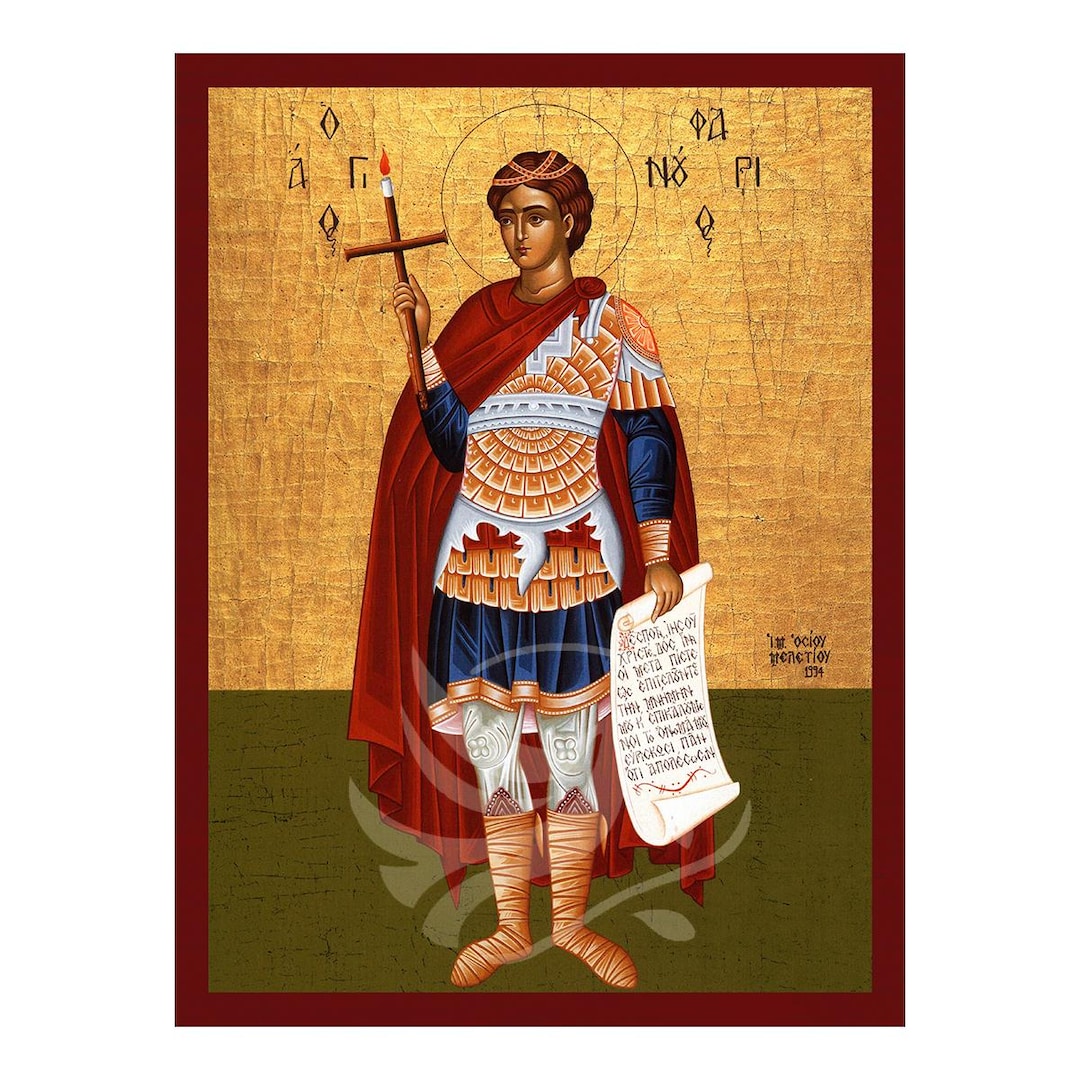Saint Phanourios the Martyr Icon, Handmade Greek Icon of Saint ...