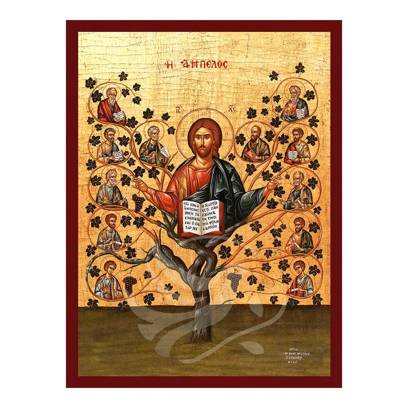 Jesus Christ the True Vine Icon, Handmade Greek Orthodox Icon of Jesus ...