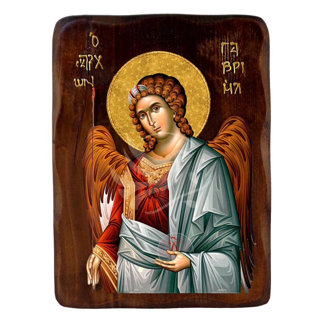 Archangel Gabriel Icon, Handmade Greek Icon of Archangel Gabriel ...