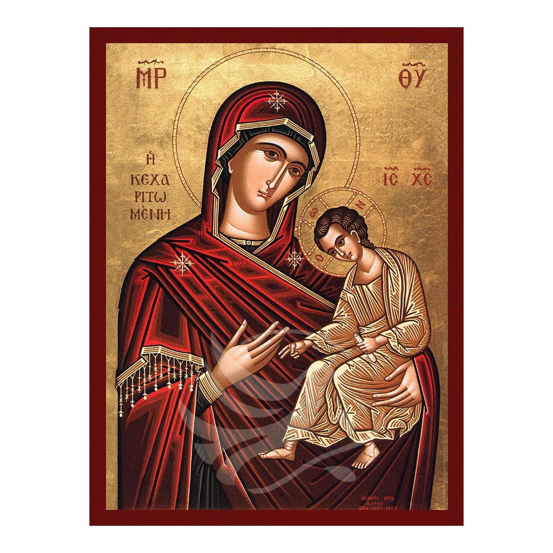 Our Lady Full of Grace Icon, Handmade Byzantine Icon of Panagia ...