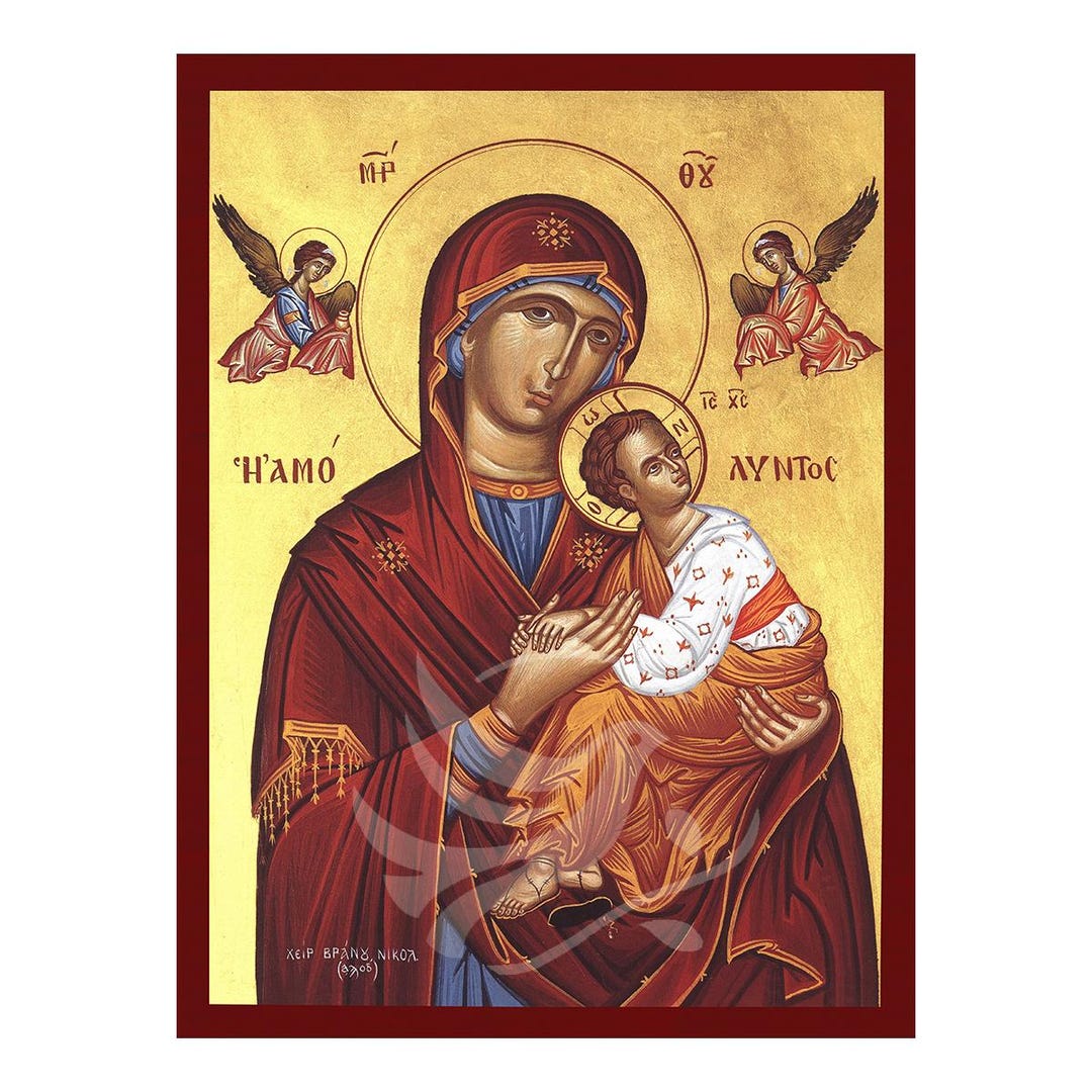 Immaculate Virgin Mary Icon, Handmade Greek Icon of Immaculate Virgin ...