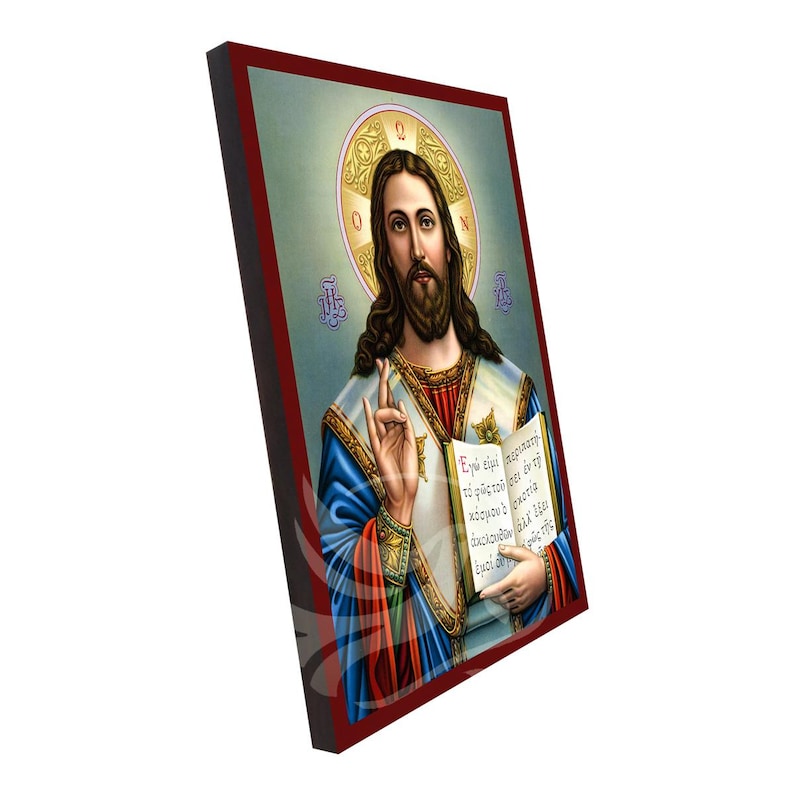 Jesus Christ the Light of the World Icon, Handmade Greek Orthodox Icon ...