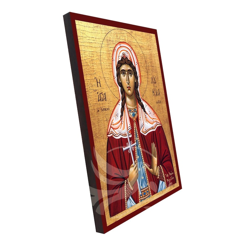 Saint Lucia of Syracuse Icon, Handmade Byzantine Icon of Agia Loukia ...
