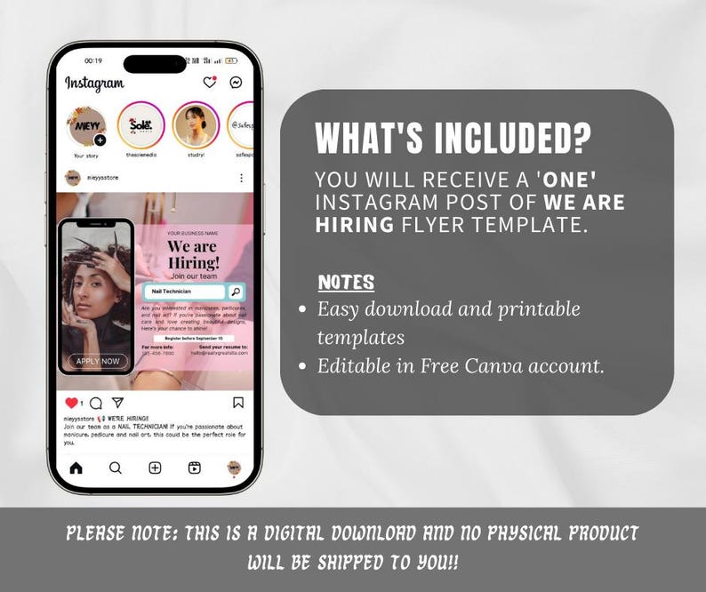 We Are Hiring Pink Flyer Template for Nail Tech Job | Editable Canva ...