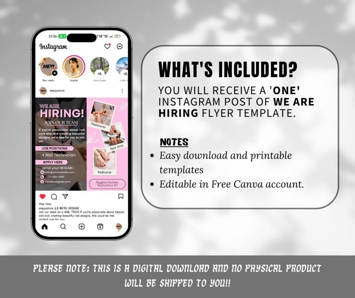 Editable We Are Hiring Pink Flyer Template for Nail Tech Job | Canva ...
