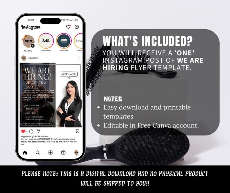 Editable We Are Hiring Flyer Template for Hairstylist Job | Canva ...
