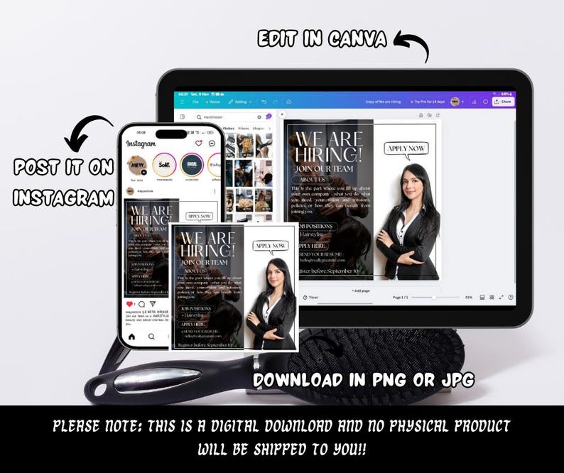 Editable We Are Hiring Flyer Template for Hairstylist Job | Canva ...
