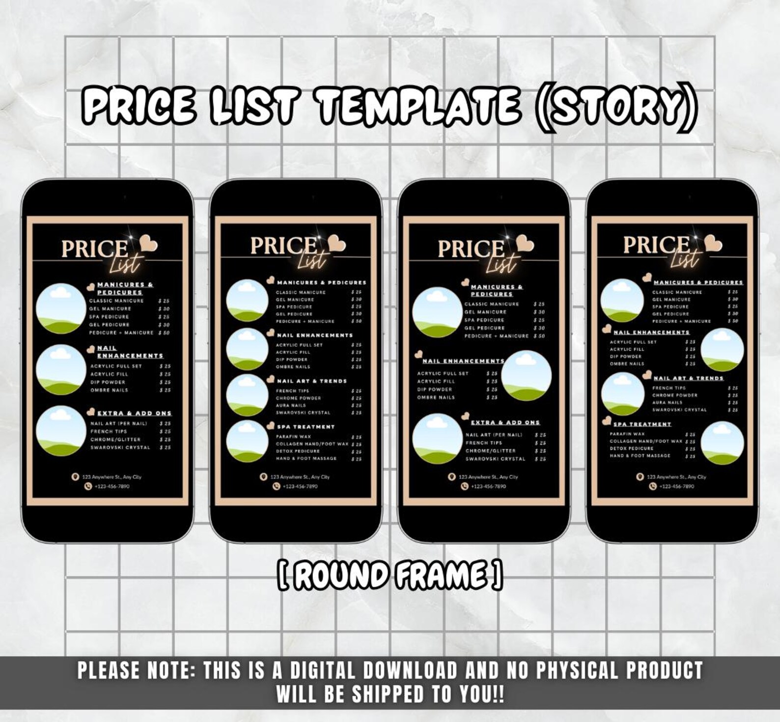 Editable Nail Salon Price List Canva Template | Pink Beauty Service ...