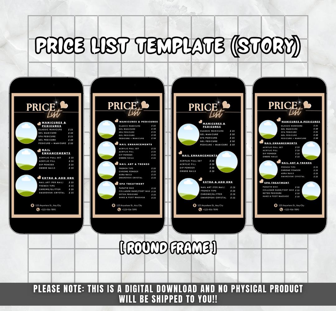 Editable Nail Salon Price List Canva Template | Pink Beauty Service ...