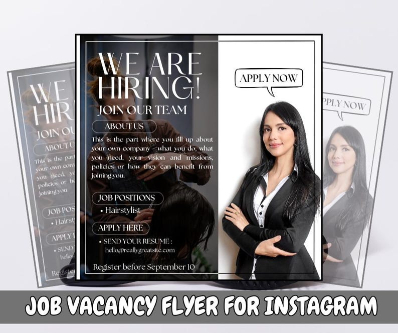 Editable We Are Hiring Flyer Template for Hairstylist Job | Canva ...
