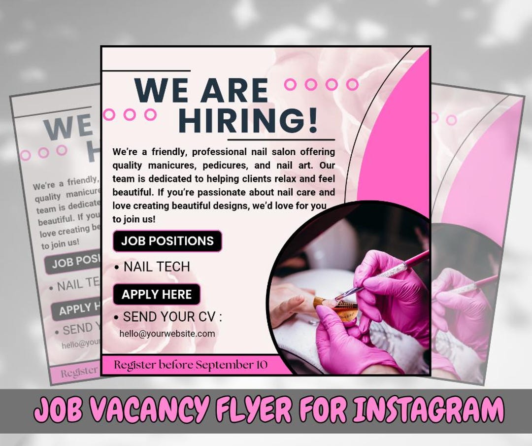 We Are Hiring Pink Flyer Template for Lash Tech Job | Editable Canva ...