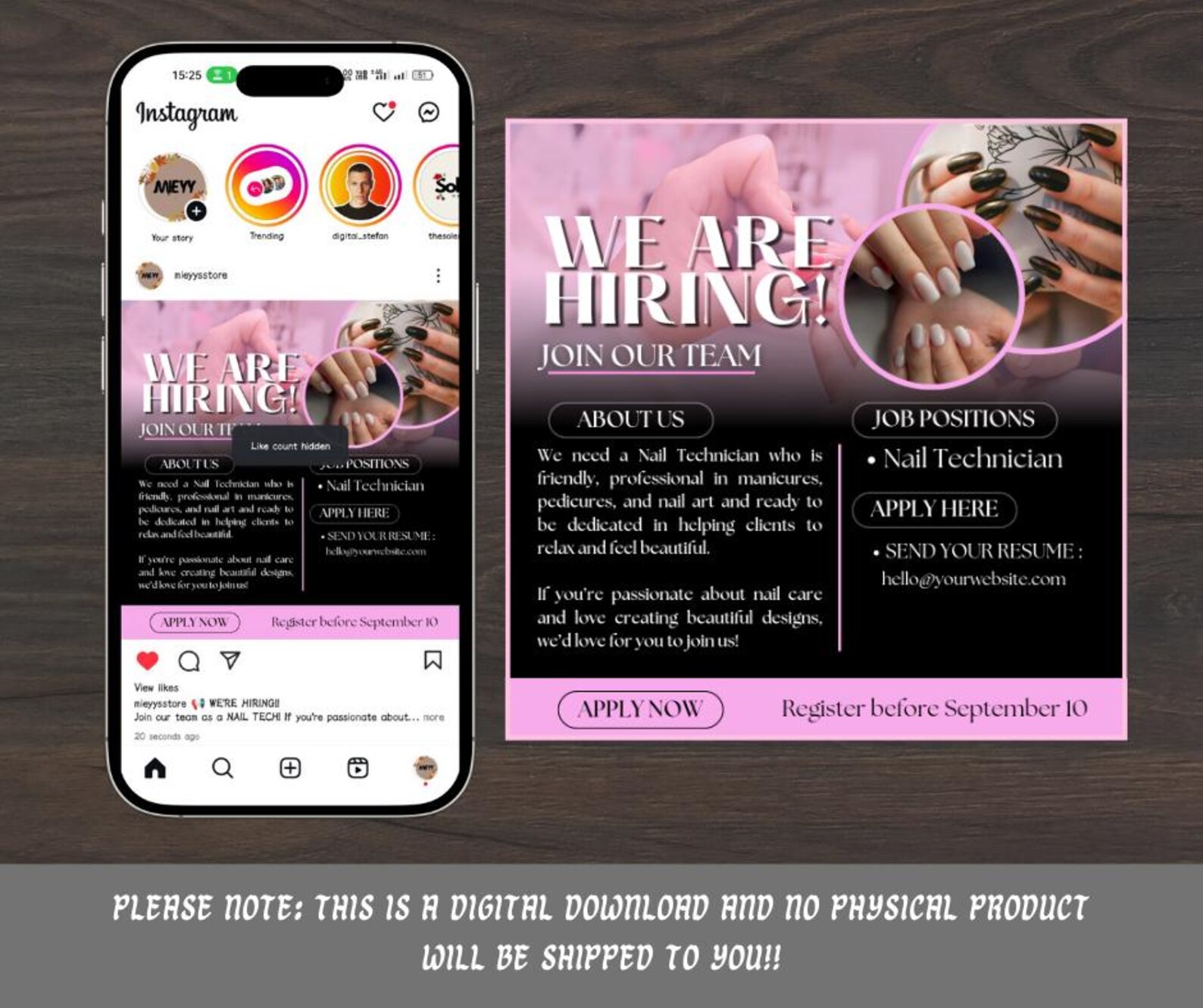 Editable We Are Hiring Pink Flyer Template for Nail Tech Job | Canva ...