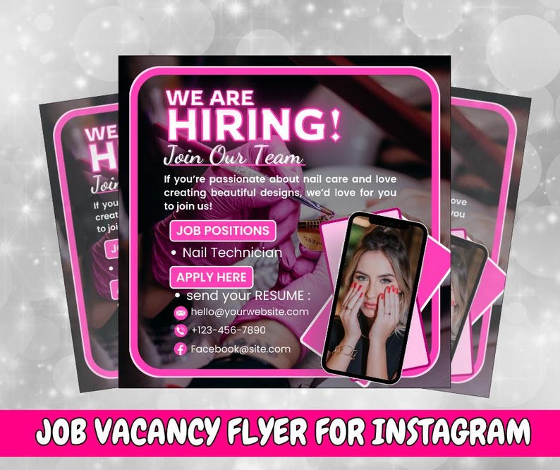 Editable We Are Hiring Flyer Template for Nail Technician Job | Canva ...
