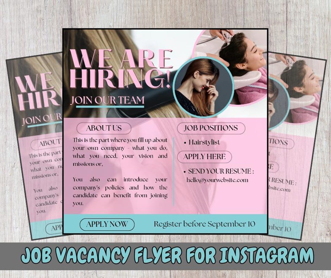 Editable We Are Hiring Flyer Template for Hairstylist Job | Canva ...