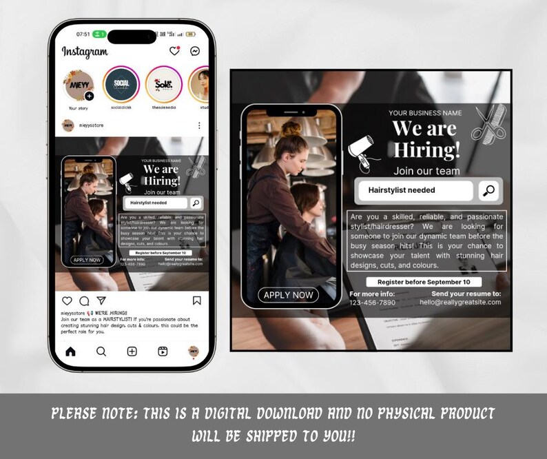 We Are Hiring Flyer Template for Hairstylist Job Editable Canva ...