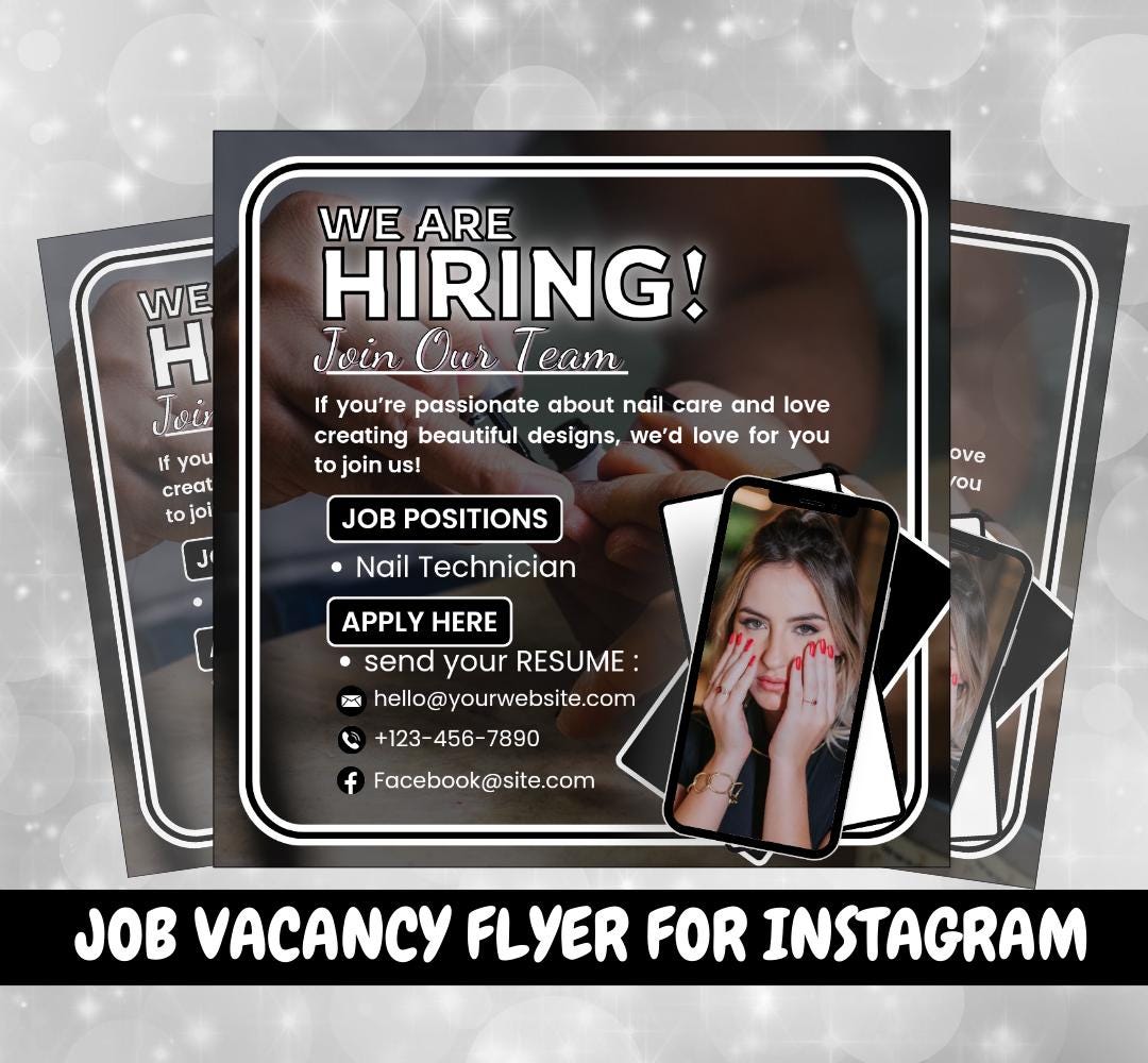 Editable We Are Hiring Flyer Template for Nail Tech Job | Canva ...