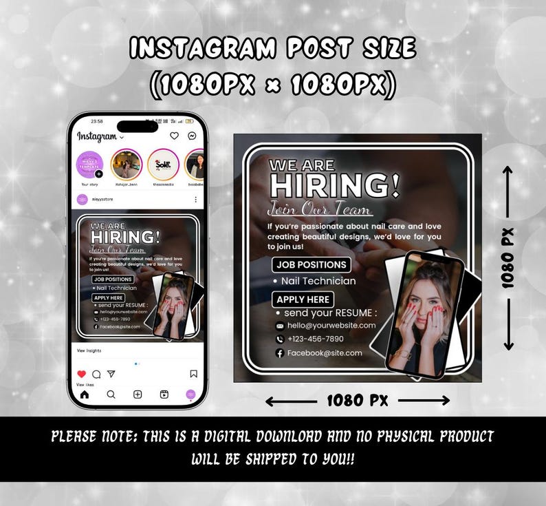 Editable We Are Hiring Flyer Template for Nail Tech Job | Canva ...