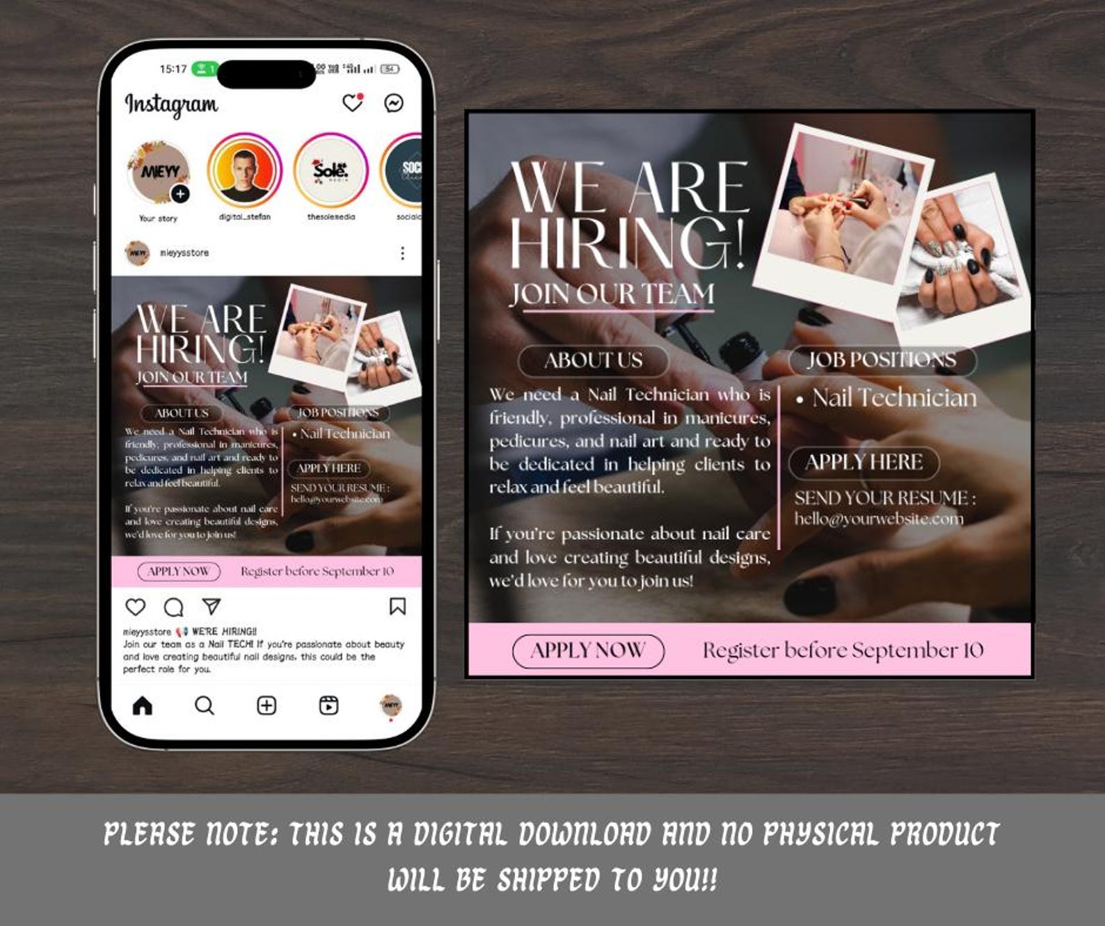 Editable We Are Hiring Pink Flyer Template for Nail Tech Job | Canva ...