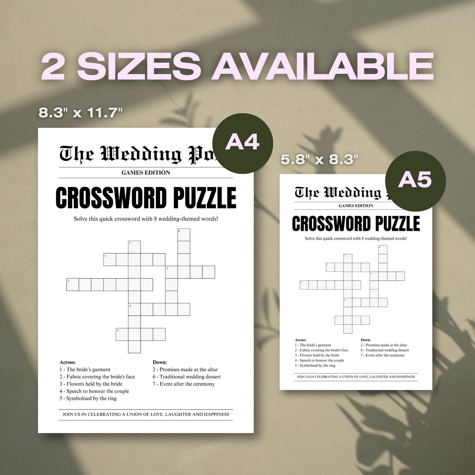 Editable Wedding Games Bundle, Newspaper Theme Template, Customisable ...