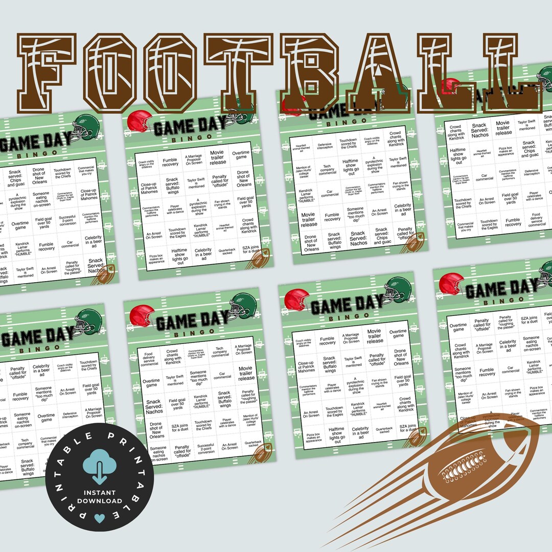 GAME DAY Bingo Cards, Kansas City Vs. Philadelphia, Party Game, Family ...