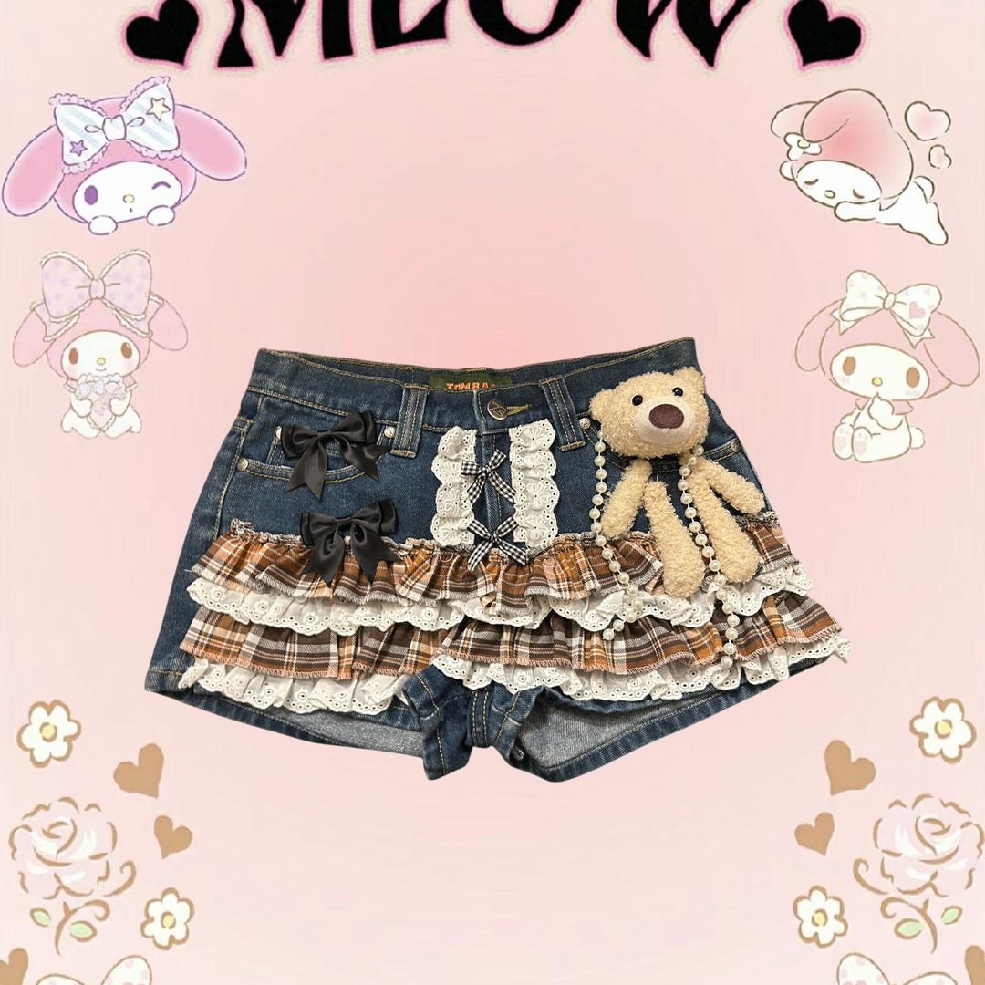 Cute Ruffle Shorts With Bows, Pearls, and Ribbon Details - Etsy