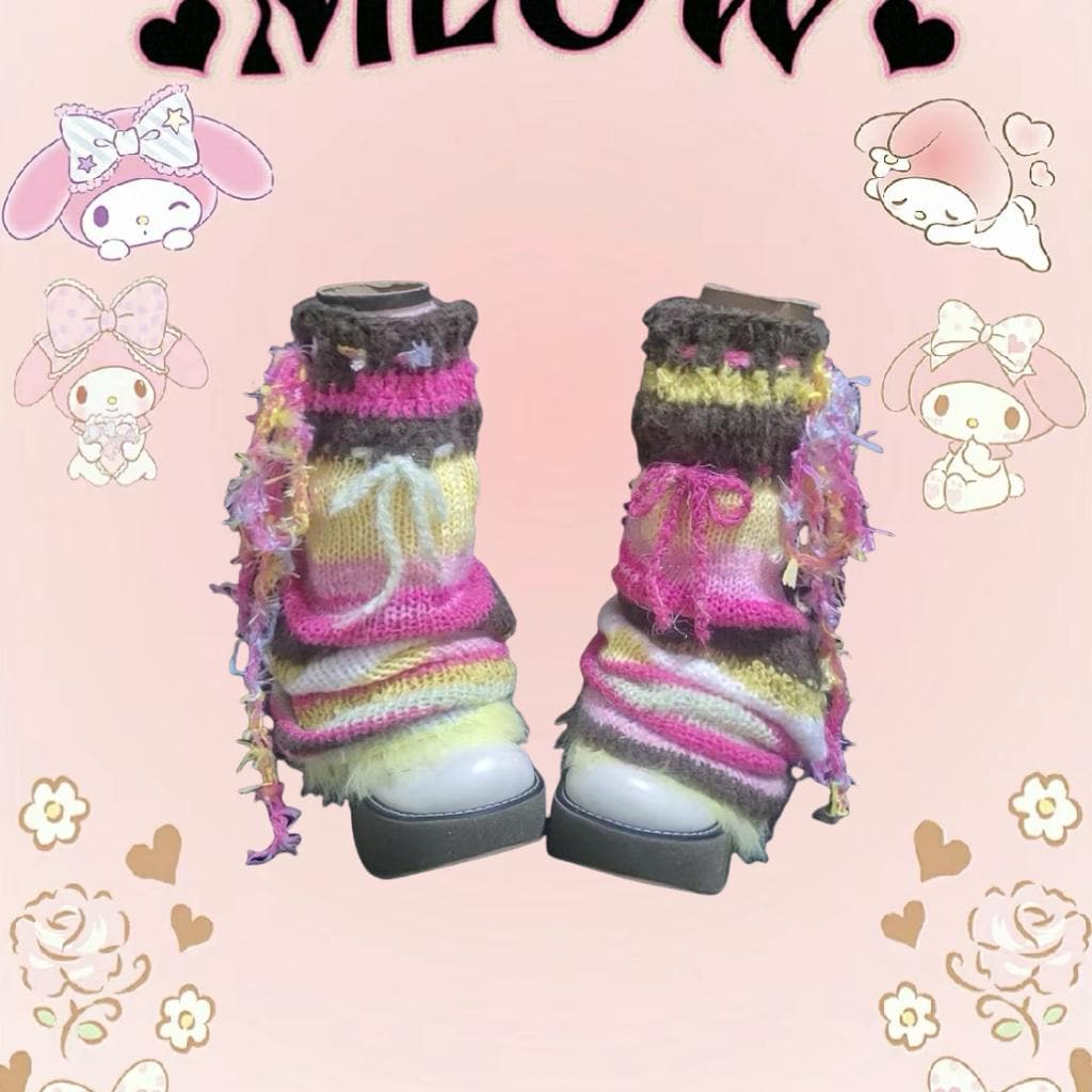 Macaron Cake Color Knitted Handmade Leg Warmers - Etsy