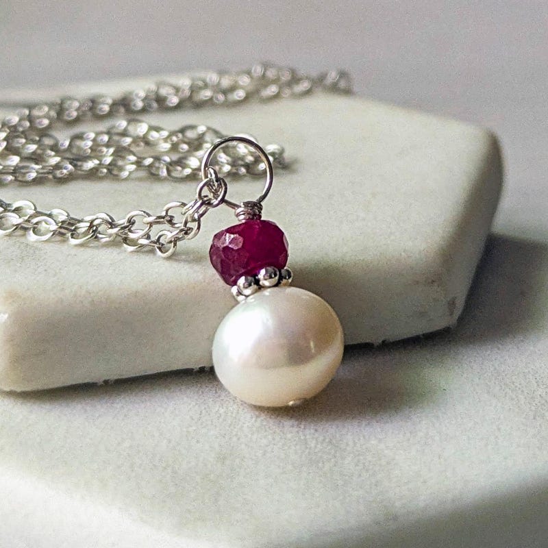 Ruby Necklace With Pearl - Etsy