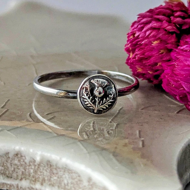 Thistle Dainty Ring - Etsy