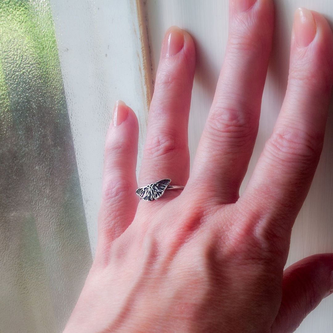 Artisan Sterling Silver Moth Ring: Whimsical Goth Jewelry - Etsy