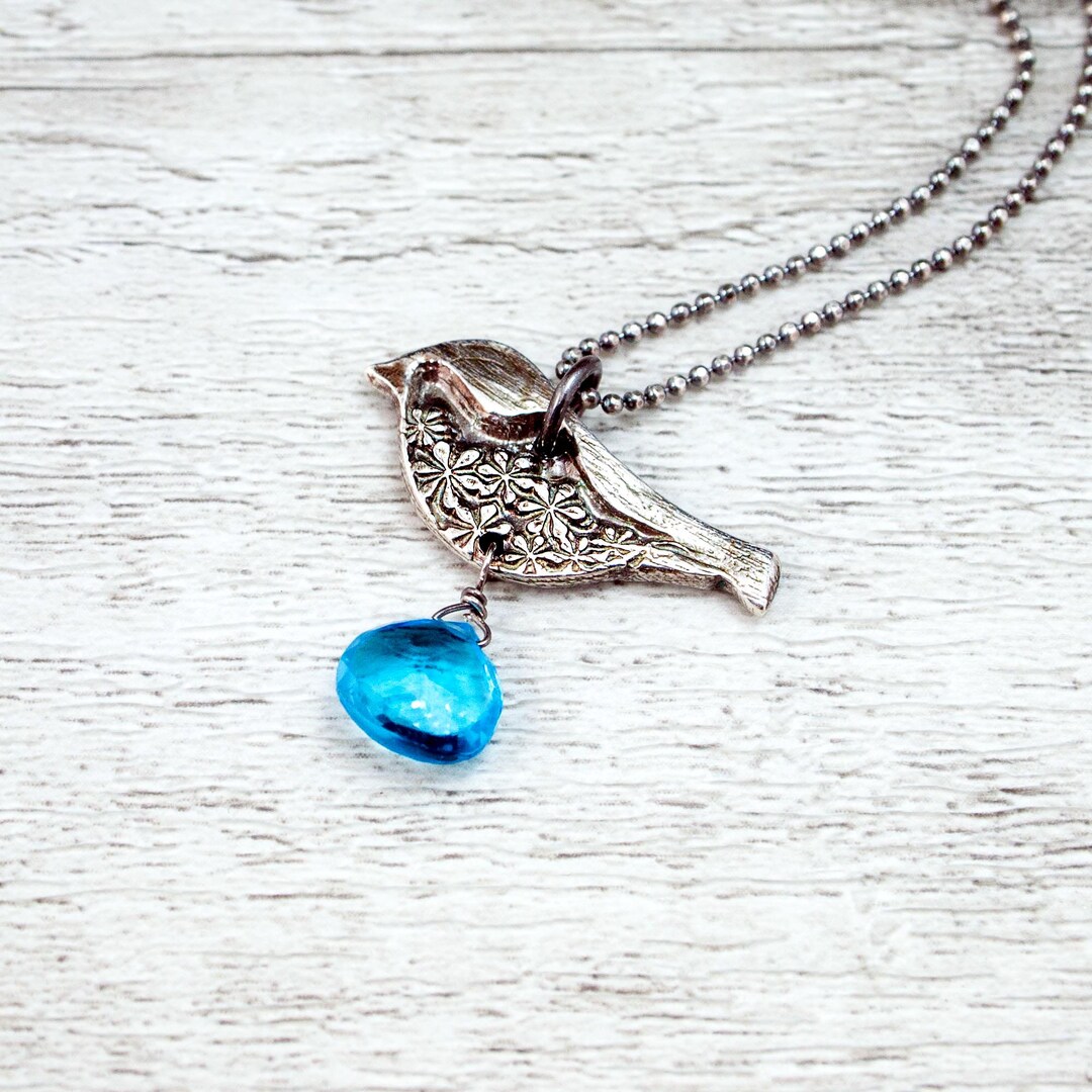 Silver Bird Necklace, Bluebird of Happiness Necklace, Artisan Sterling ...